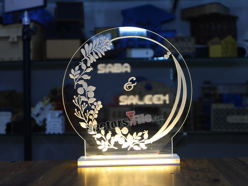 Laser Cut 3D Illusion Personalized Acrylic LED Lamp Design | Vectors File