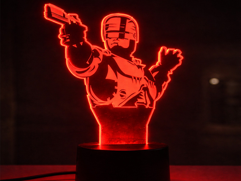 Laser Engraved RoboCop LED 3D Illusion Acrylic Night Lamp Gaming Desk ...