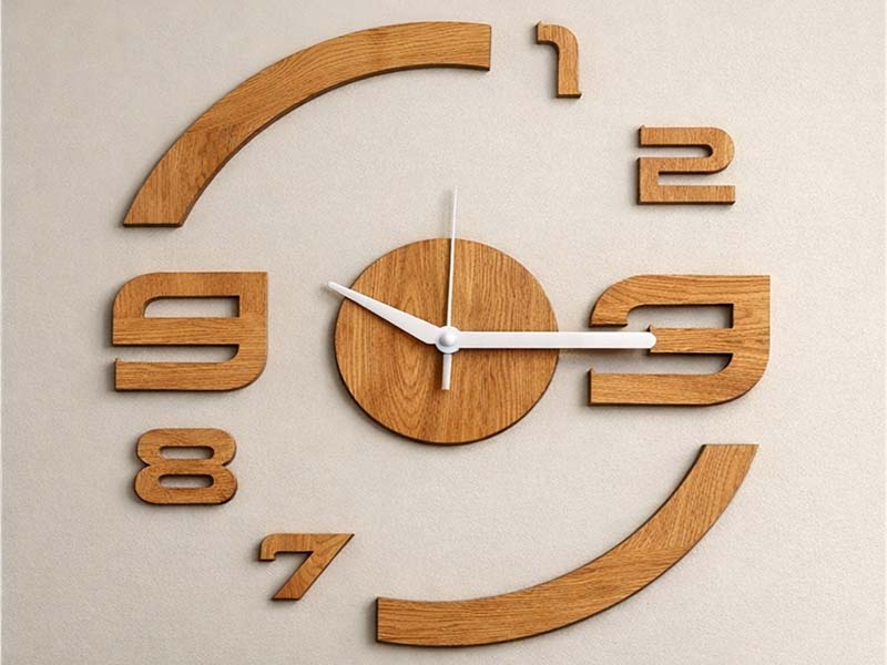 Laser Cut Modern Wooden Wall Clock Design for Living Room Decor ...