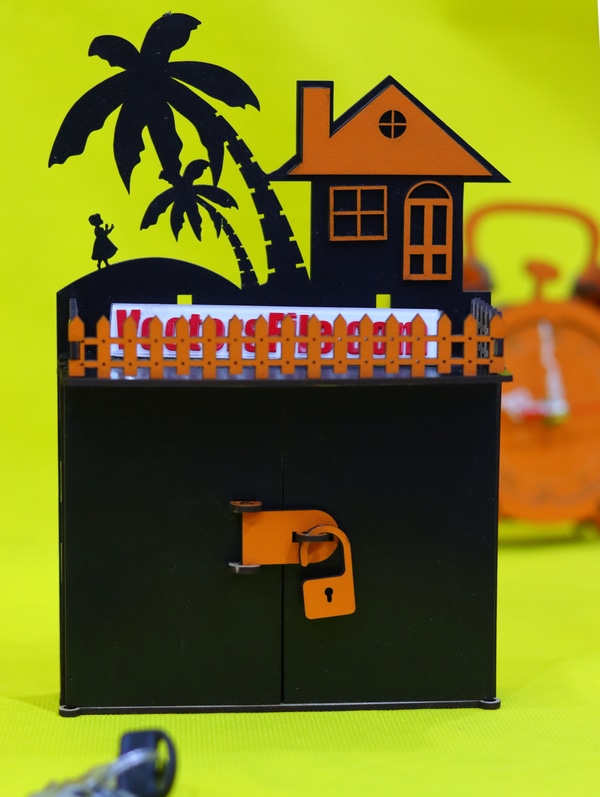 Laser Cut Wall Mounted Key Cabinet Box with Display and Storage Shelf ...