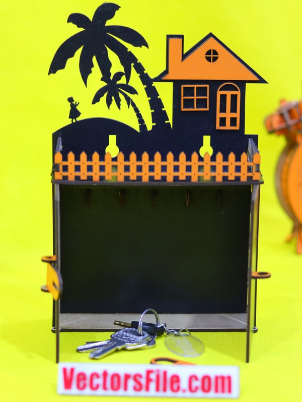 Laser Cut Wall Mounted Key Cabinet Box with Display and Storage Shelf ...