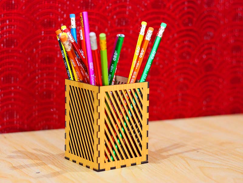 Laser Cut Square Pen Holder Template 3mm Vector File | Vectors File