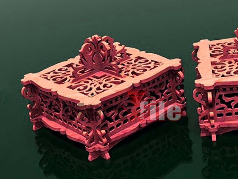 Laser Cut Jewelry Box with Lid Template Vector File | Vectors File