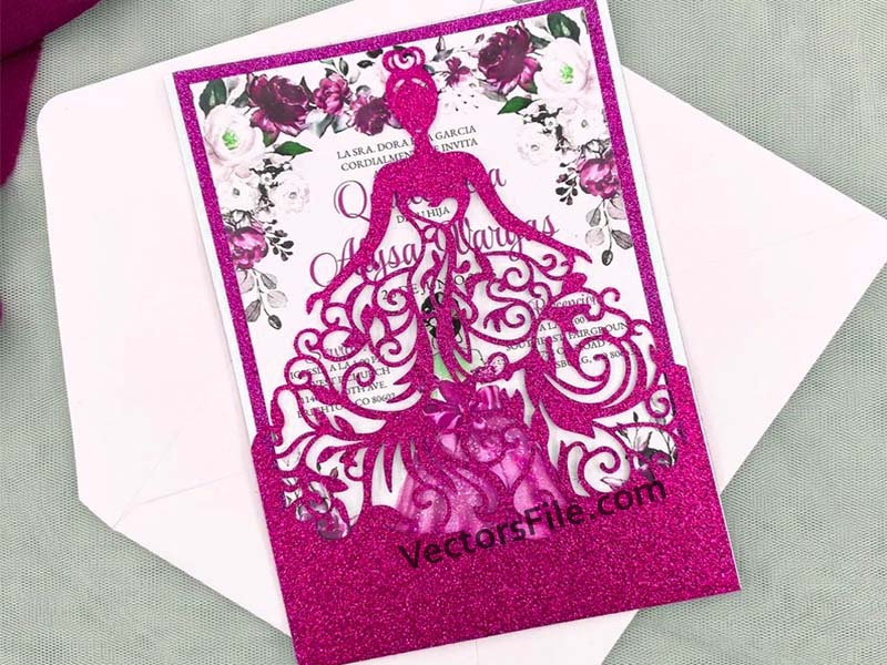 Laser Cut Princess Wedding Invitation Card Design | Vectors File