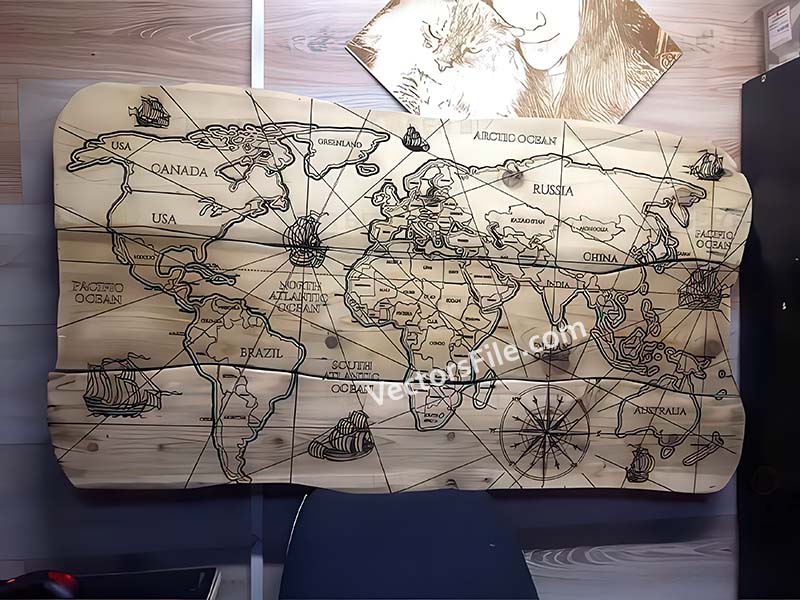 Laser Engraved World Map Template | Vectors File