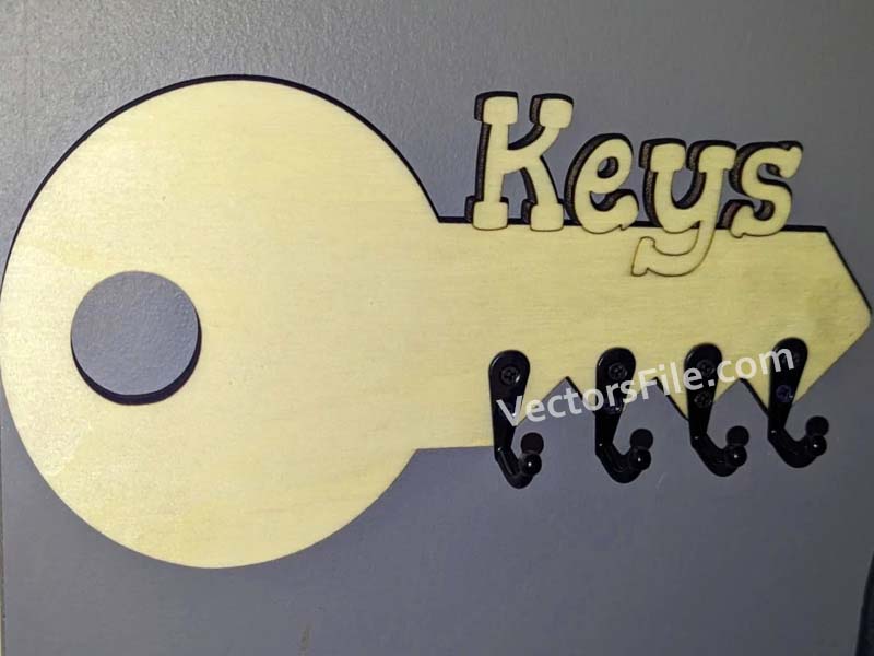 Laser Cut Wooden Wall Mounted Key Holder Template | Vectors File