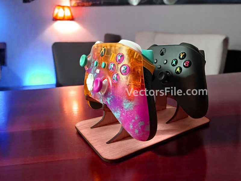 Double Xbox Controller Laser Cut Wooden Stand | Vectors File