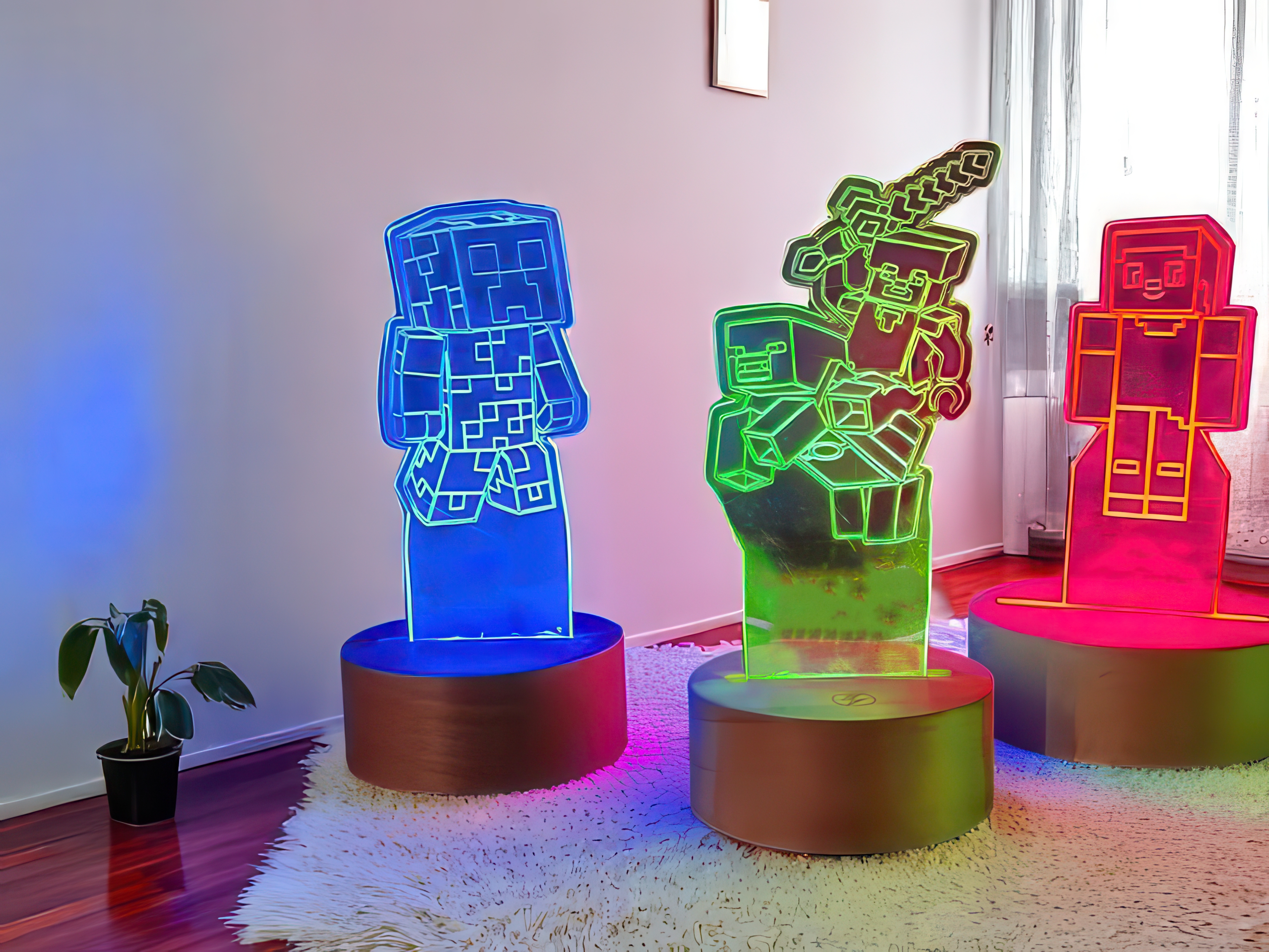 Minecraft Game Character Laser Cut Acrylic 3D Illusion LED Lamp ...