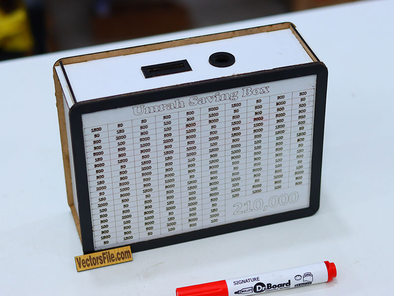 Laser Cut Wooden Umrah Saving Box Money Box Template | Vectors File