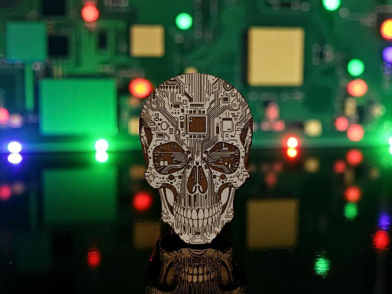 Laser Engraved Thousand Circuit Skull Template Vector File | Vectors File