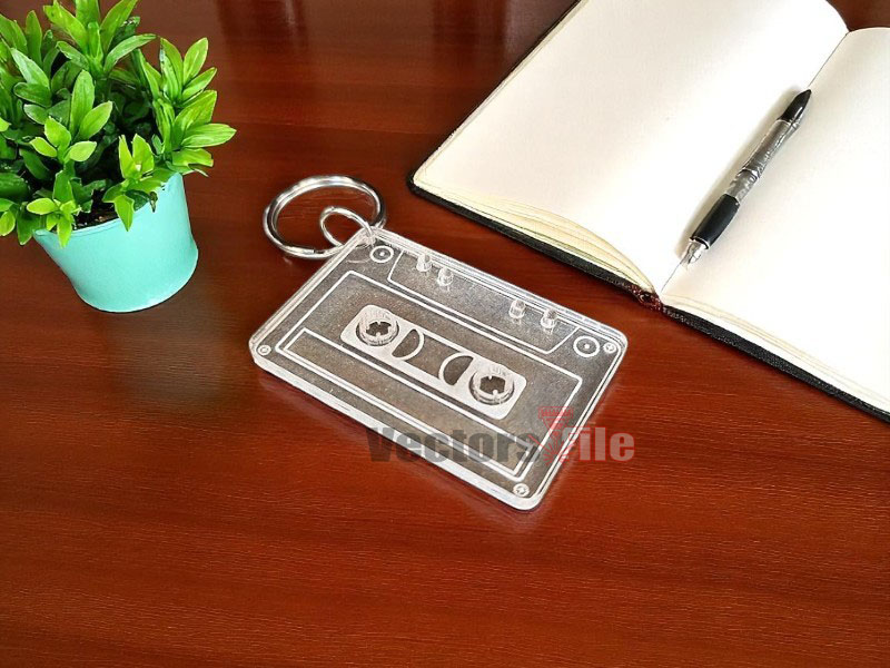 Laser Cut Retro Tape Cassette Acrylic Keyring Keychain Template ...