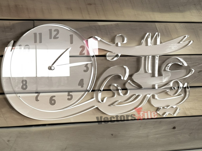 Laser Cut 3D Acrylic Wall Clock with Ya Ali Madad Calligraphy | Vectors ...