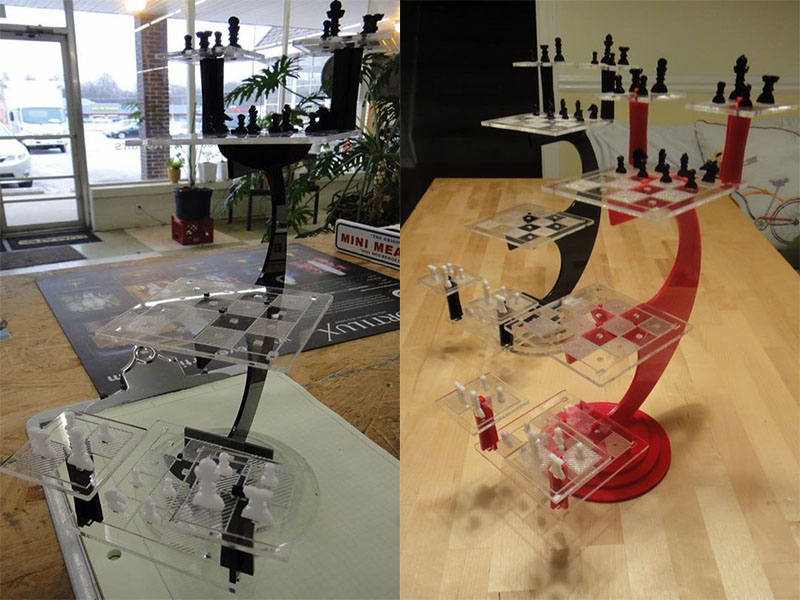 Laser Cut Acrylic Star Trek Tri-Dimensional Chess Set Stand Template | Vectors File