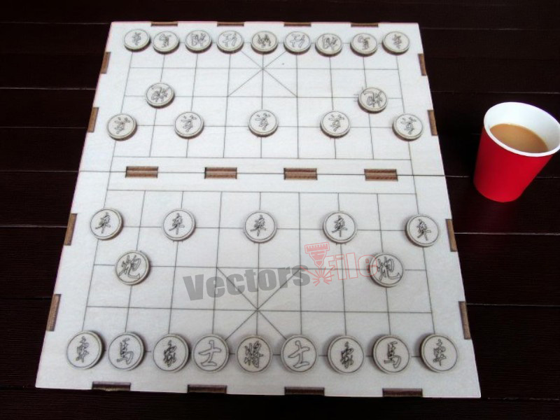 Laser Cut Portable Xiangqi Chinese Chess Set Foldable Board Game ...