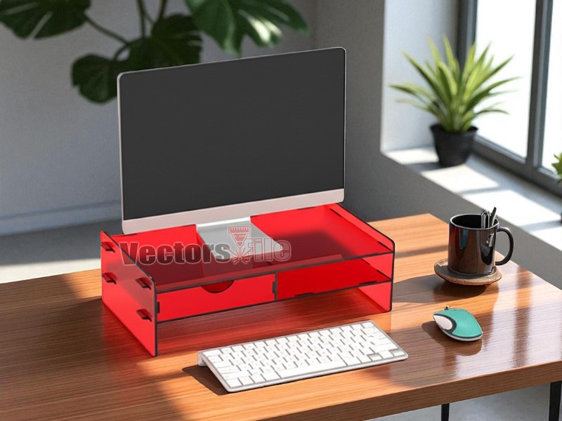Laser Cut Acrylic Monitor Stand with Drawer Office Desk Organizer ...