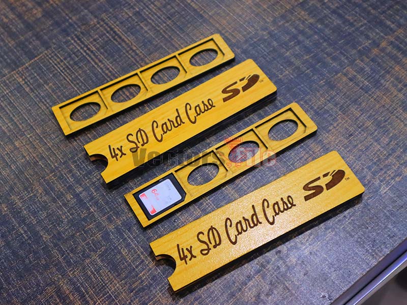 Laser Cut 4 SD Card Slot Wooden Organizer Case Design | Vectors File