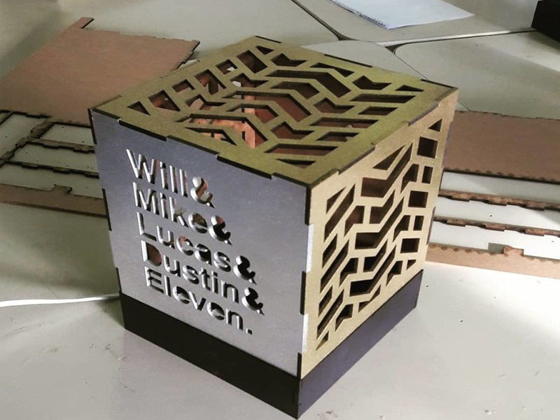 Laser Cut Square Box LED Night Light Lamp Model | Vectors File