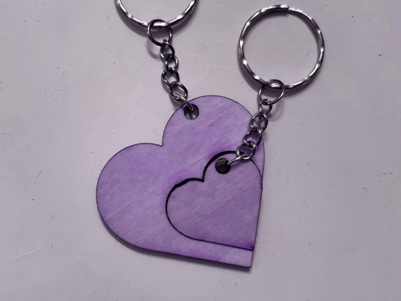Laser Cut Heart Couple Keychain Design | Vectors File