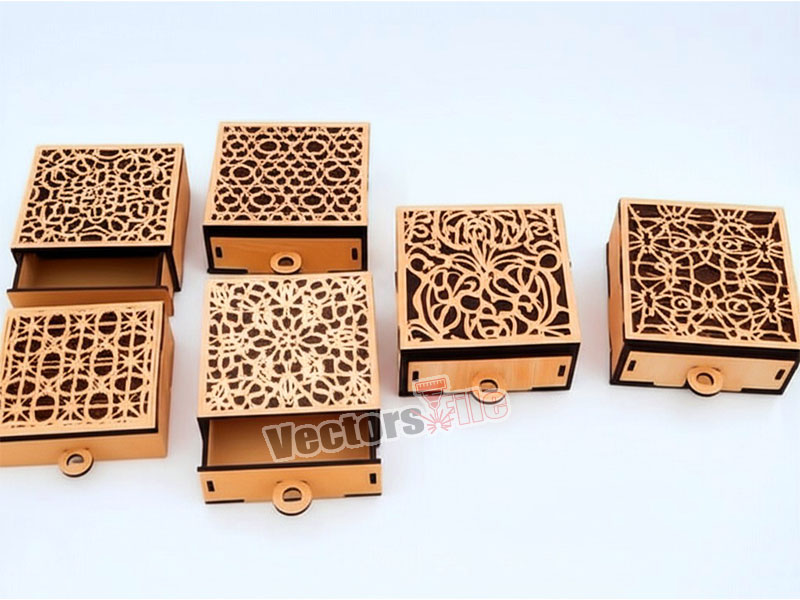 Laser Cut Wooden Storage and Decorative Gift Boxes Set Template ...