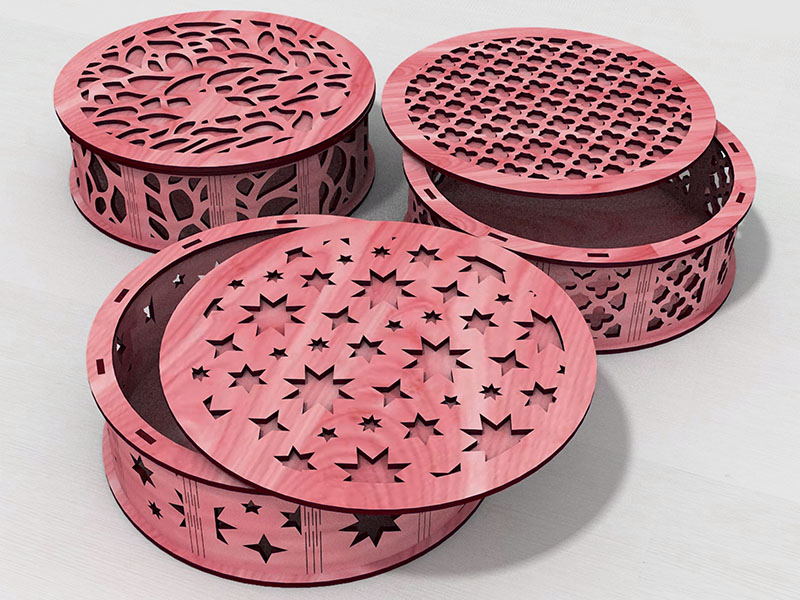 Laser Cut Round Gift Box Design Jewelry Box Idea | Vectors File