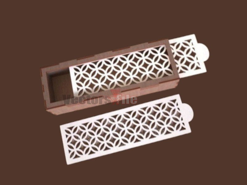 Laser Cut Pencil Box Wooden Geometry Sliding Case | Vectors File