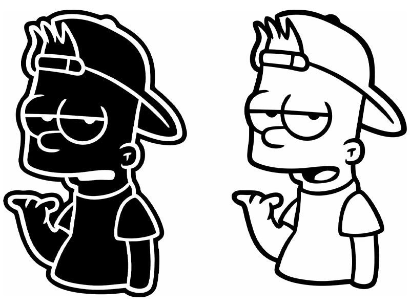 Bart Simpson Cartoon Silhouette Sticker for Laser Cut | Vectors File