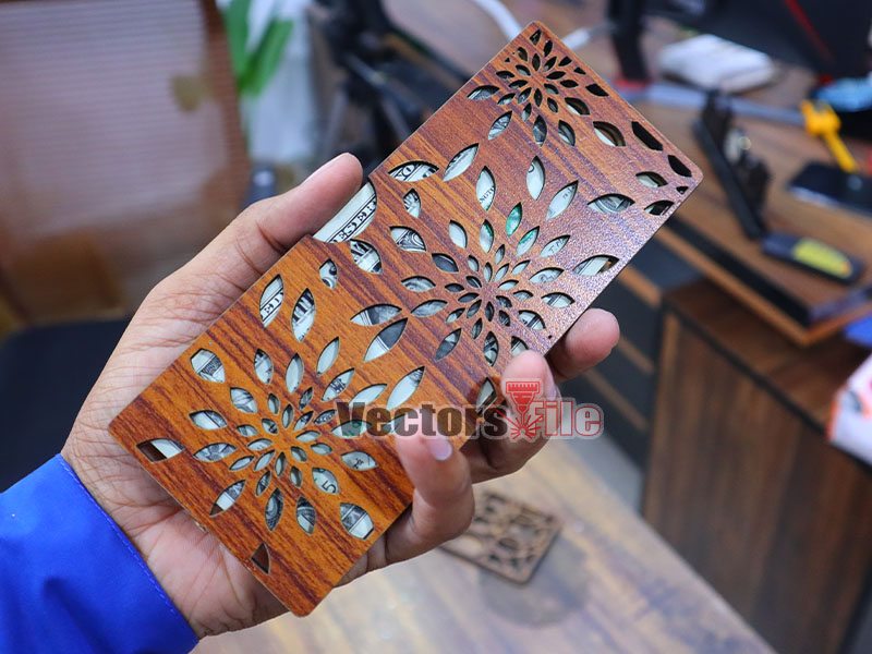 Laser Cut Leaf Pattern Money Envelope Design | Vectors File