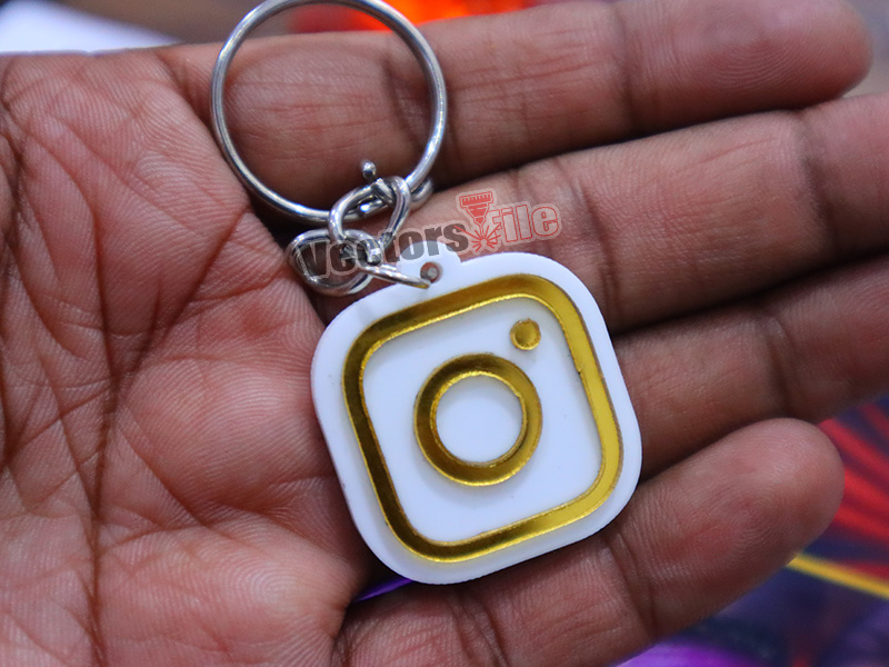 Laser Cut Instagram Icon with Custom ID Acrylic Keyring Design ...