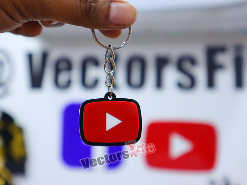 Laser Cut Personalized YouTube Keyring Custom Name ID | Vectors File