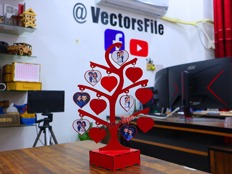 Laser Cut Family Tree Photo Frame Tree Shape Stand Design | Vectors File