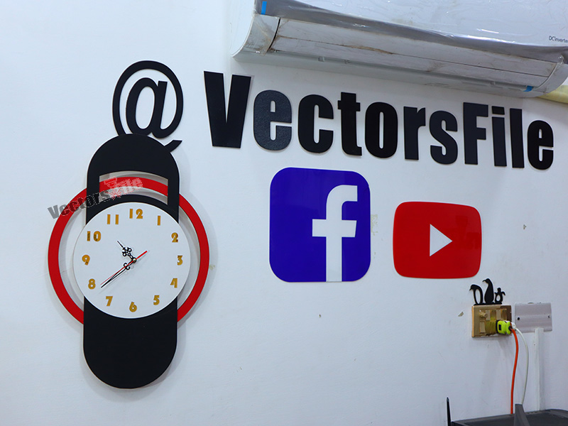 Laser Cut Modern Wall Clock with Ring Pattern Design | Vectors File