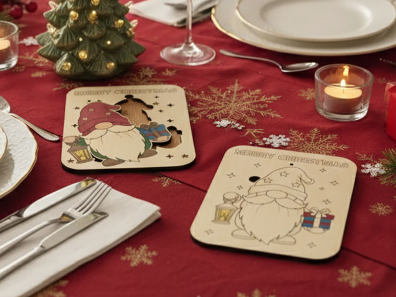 Laser Cut Christmas Gnome Ornaments Designed for Coloring Puzzle Board ...