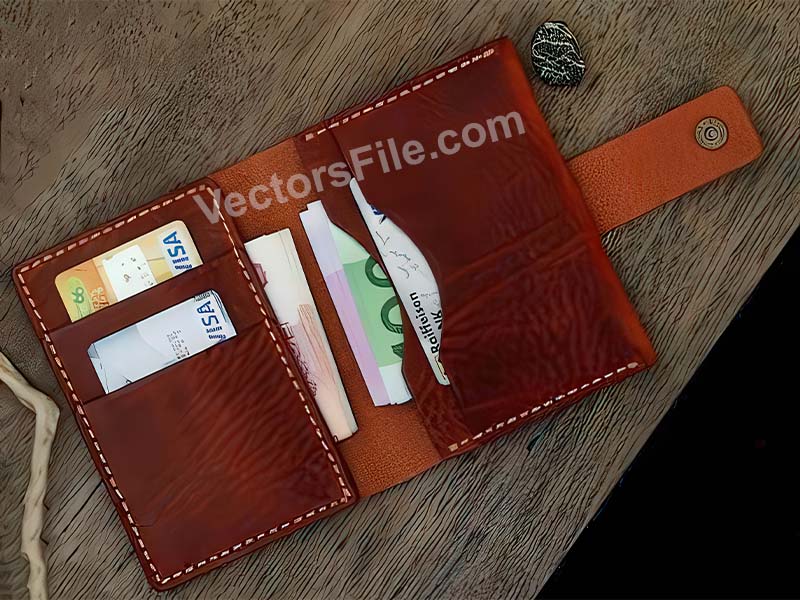 Cards and Cash Laser Cut Leather Wallet with Strap Holder | Vectors File