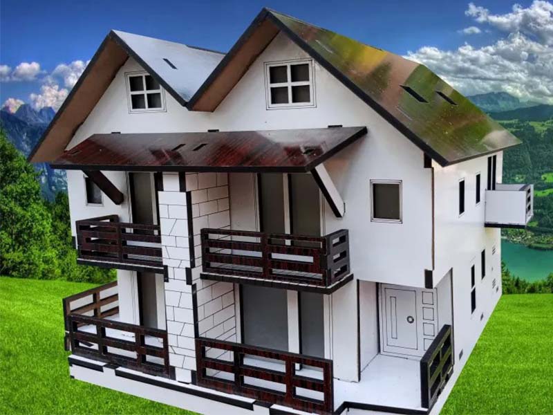 Free Laser Cut Dollhouse Template 3D Puzzle House Model | Vectors File