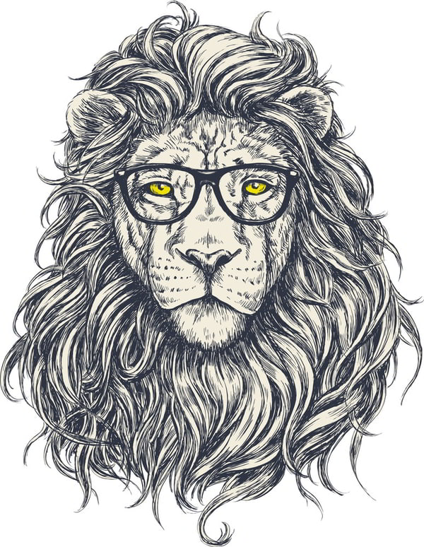 Hipster Lion Print Free CDR Vectors File | Vectors File