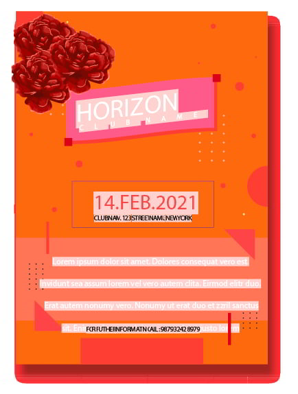 Horizon Party Invitation Club Name 14th February Free Vector | Vectors File