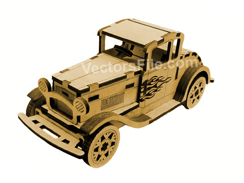 Laser Cut 1931 Ford 3D Puzzle Toy Model Kit | Vectors File