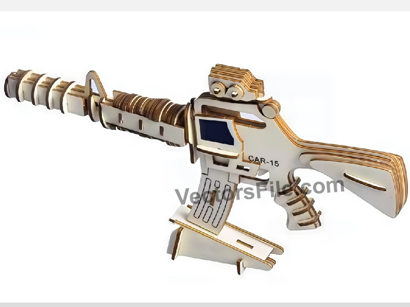 Laser Cut 3D Puzzle Carbine 15 Toy Gun Military Weapon | Vectors File