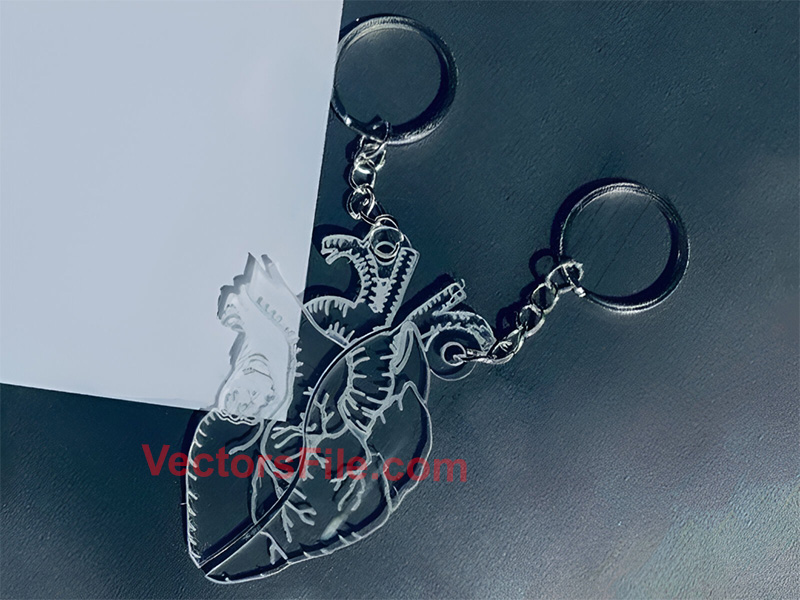Laser Cut Acrylic Heart Shape Keychain Template | Vectors File