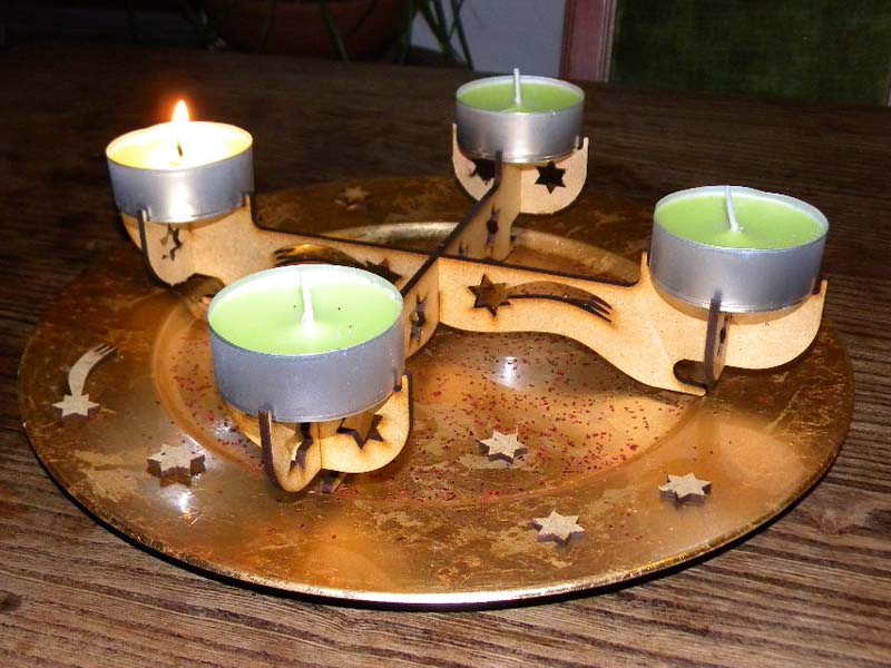 Laser Cut Advent Wreath Candles Stand Vector File | Vectors File