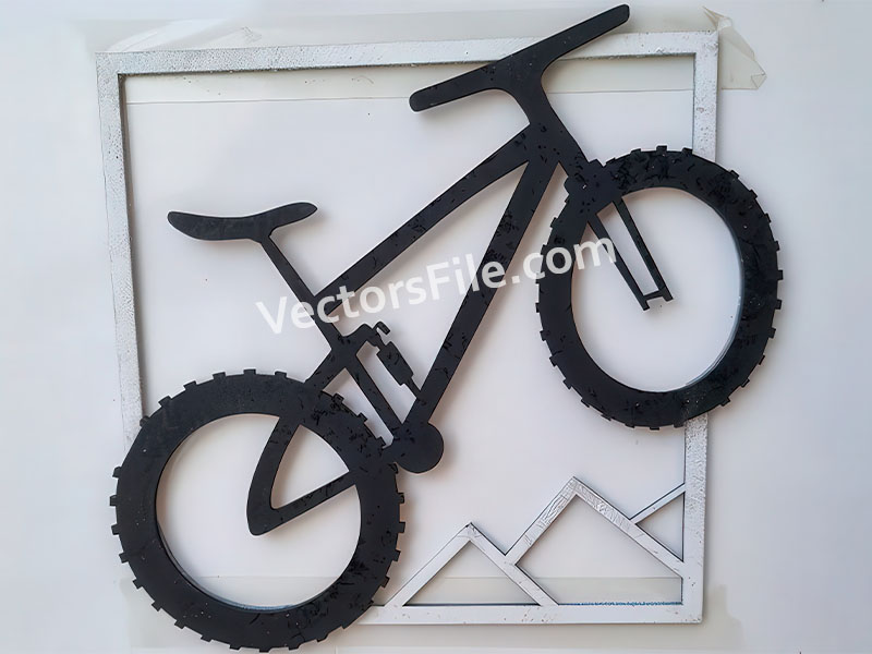 Laser Cut Bicycle Wall Art Frame Design Template | Vectors File