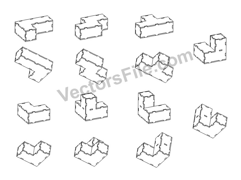 Laser Cut Cube Puzzle Game for Kids Educational Toy Template | Vectors File