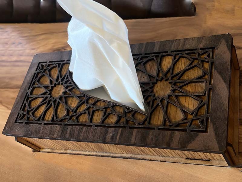 Laser Cut Decorative Tissue Box with Grill Pattern Design | Vectors File