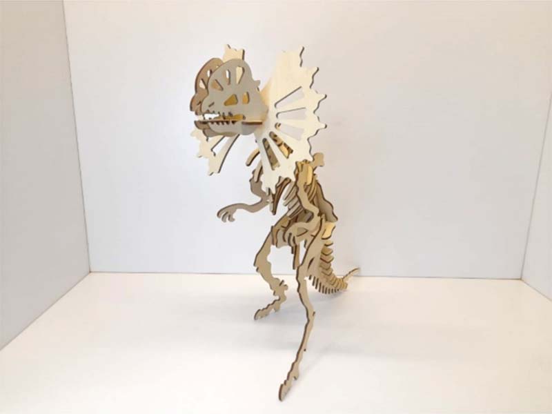Laser Cut Dilophosaurus Dinosaur 3D Animal Puzzle Model Kit | Vectors File