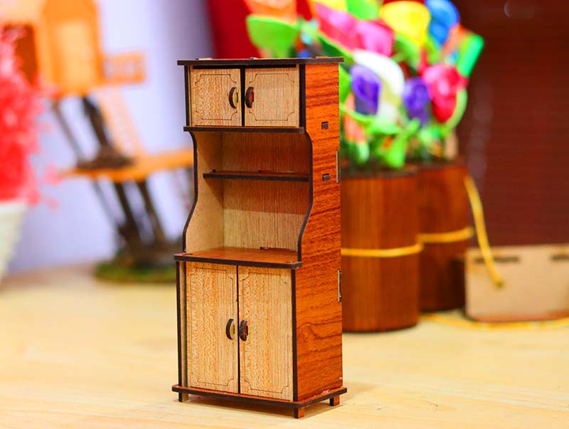 Laser Cut Dollhouse Display Cabinet Miniature Furniture Template Vector ...