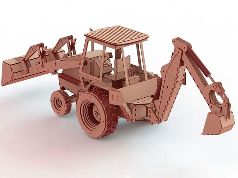 Laser Cut Excavator Loader Tractor Car Toy Model Kit Vector File ...