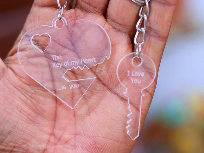 Laser Cut Heart Keychain Acrylic Keyring Idea Vector File | Vectors File
