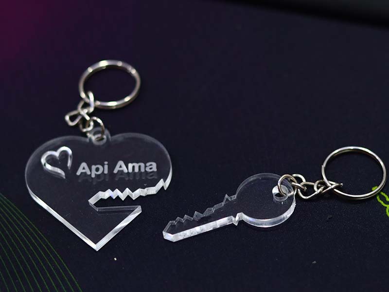 laser cut Heart with Key Acrylic keychain Template | Vectors File