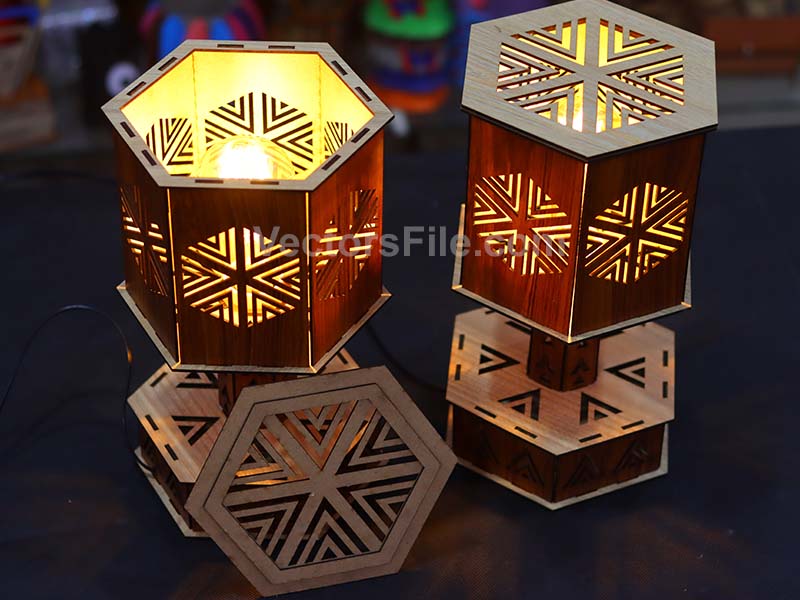Laser Cut Hexagonal Shape Table Lamp Wood Desk Lamp Design | Vectors File
