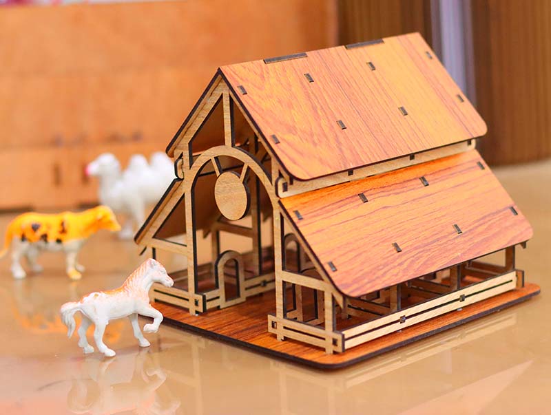 Laser Cut Horse Stable Barn Wooden Horse Farm House Model Kit | Vectors ...
